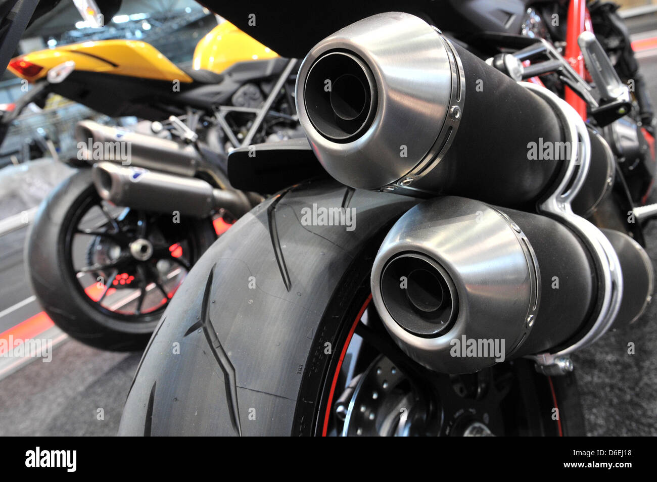 Ducati motorcycles are pictured at the Motorcycle Trade Fair in Leipzig ...