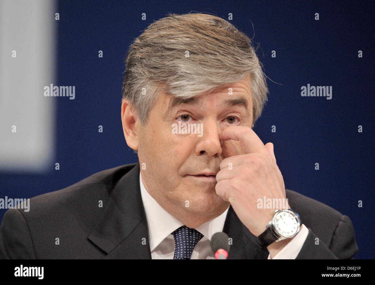 CEO of Deutsche Bank Josef Ackermann is pictured during his last press ...