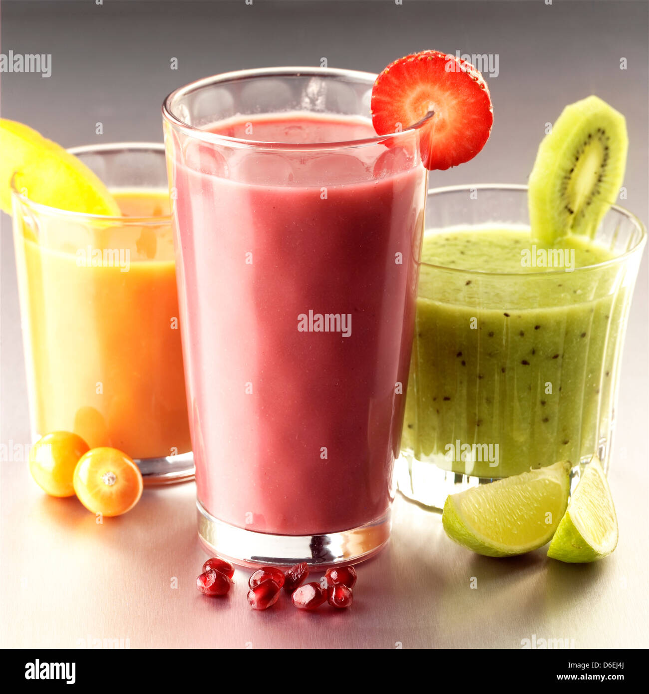 Range of fruit smoothies Stock Photo - Alamy