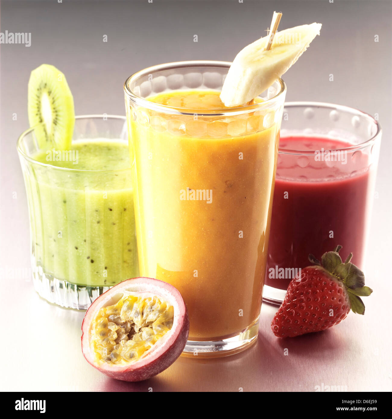 Range of fruit smoothies Stock Photo - Alamy