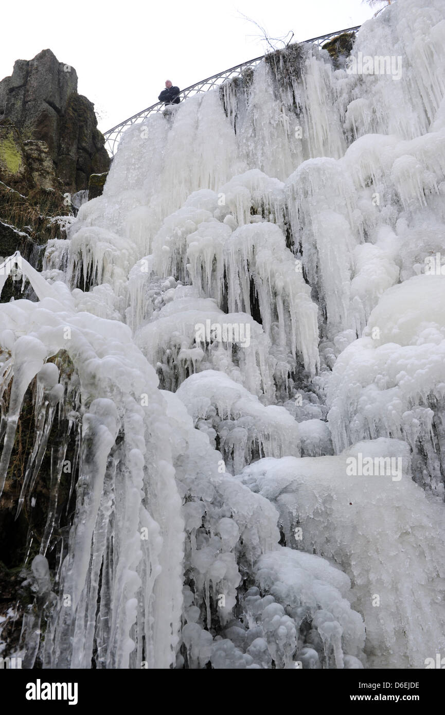 The waterfall at the Teufelsbruecke (Devel's Bridge) in the Bergpark ...