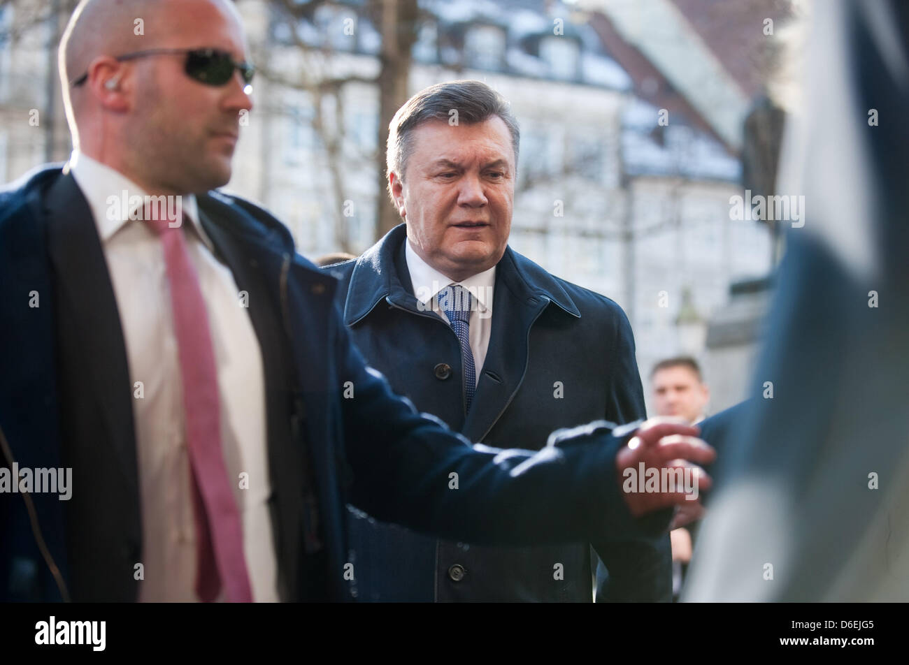 Ukranian President Viktor Yanukovych arrives at Hotel Bayerischer Hof ...