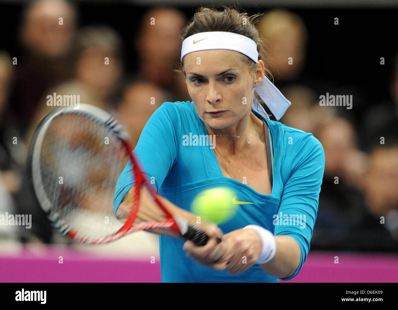 Czech tennis professional Iveta Benesova competes against Germany's ...