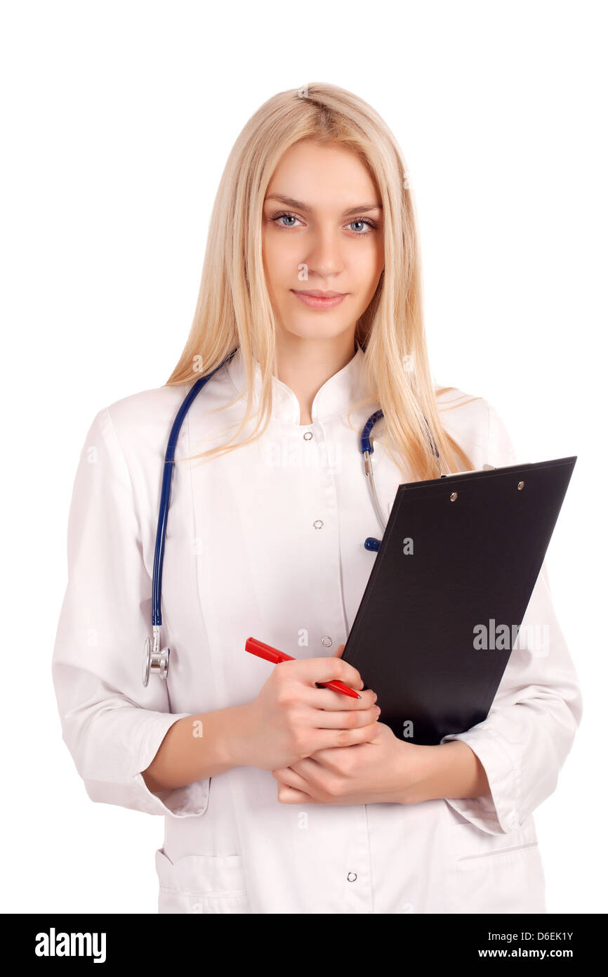 Young doctor holding clipboard Stock Photo - Alamy
