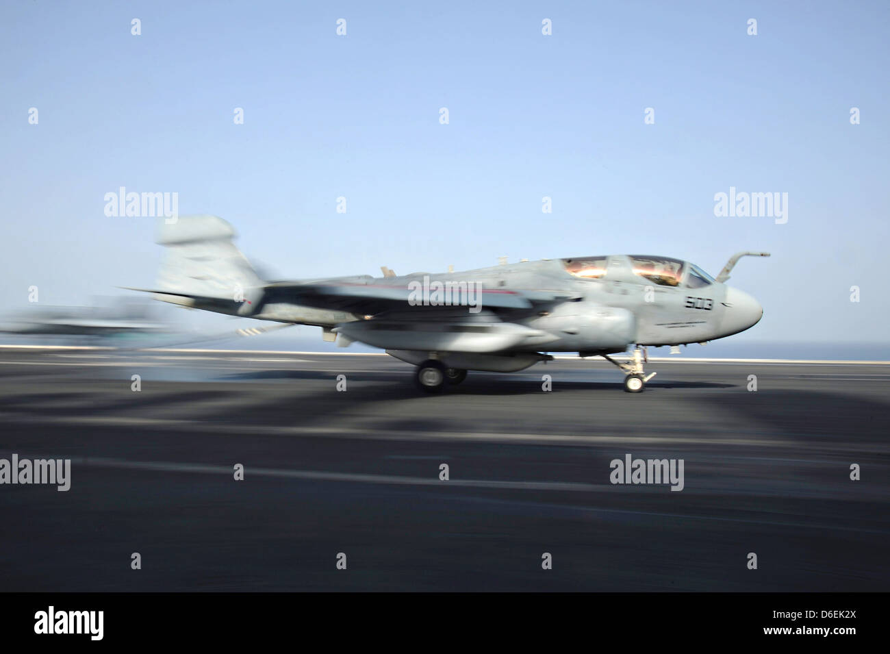 A US Navy EA-6B Prowler Electronic Attack aircraft launches from the ...