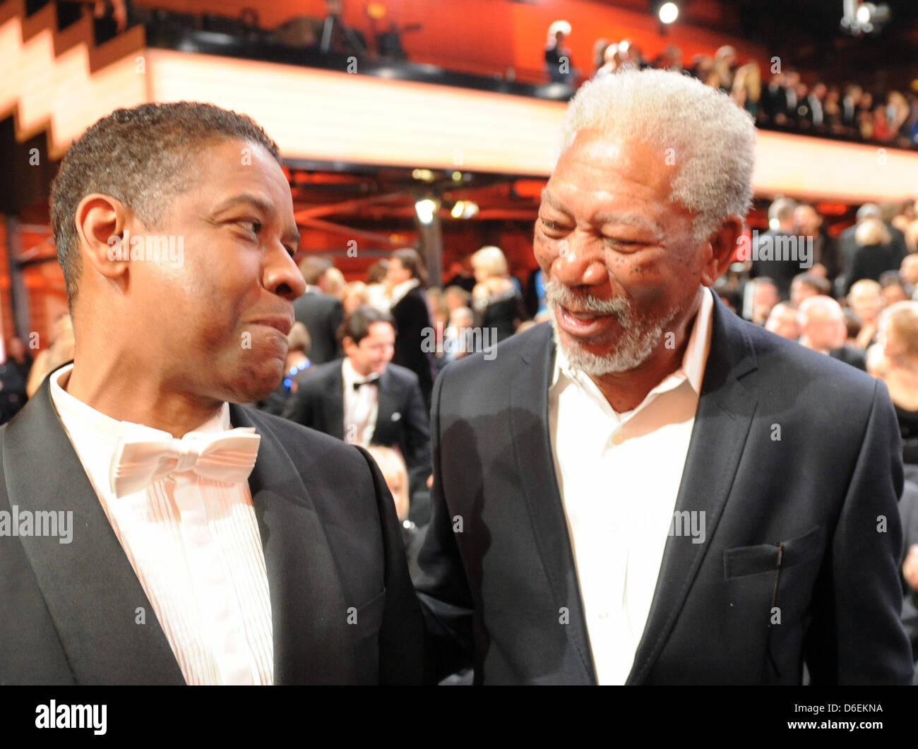 US actors Denzel Washington (L) and Morgan Freeman attend the 47th ...