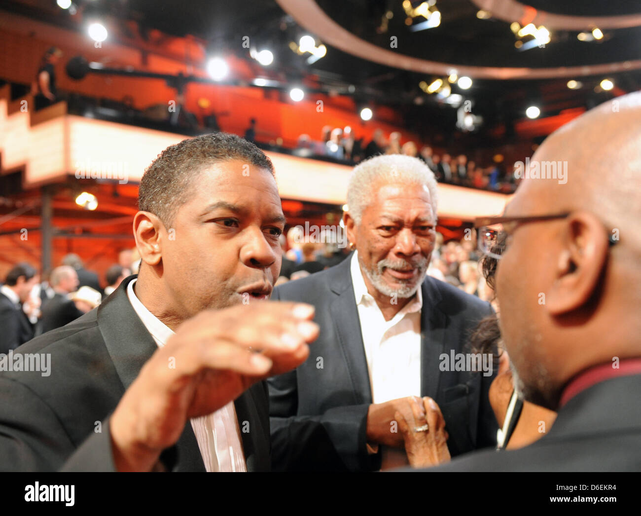 US actors Denzel Washington (L) and Morgan Freeman attend the 47th ...
