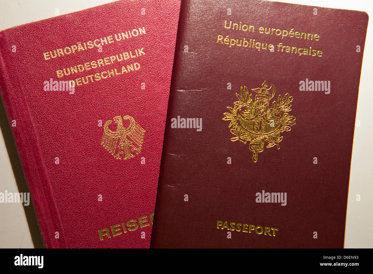 A German L And A French Passport Are Set Up In Nuremberg Germany 10 January 2012 Photo a-german-l-and-a-french-passport-are-set-up-in-nuremberg-germany-10-january-2012-photo