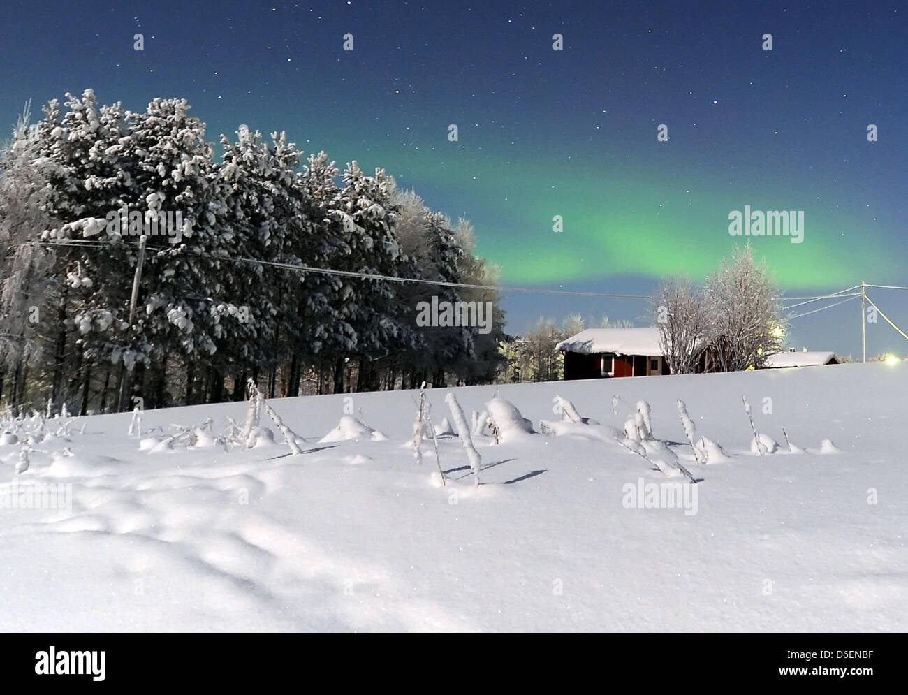 Polar lights (aurora borealis) are seenin the sky above Anttis in ...