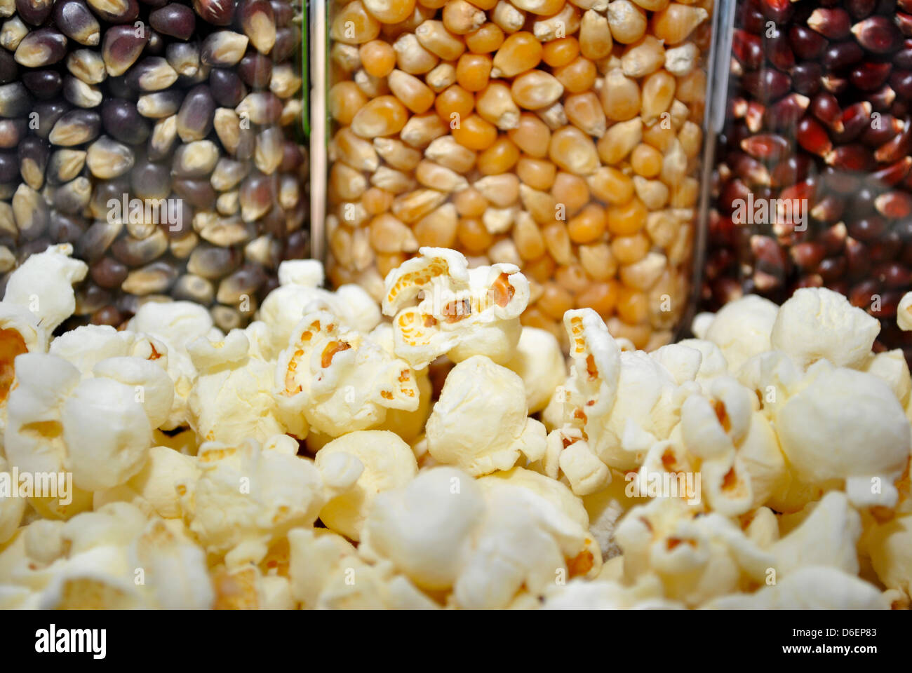 Popcorn in Front of Kernels Stock Photo - Alamy