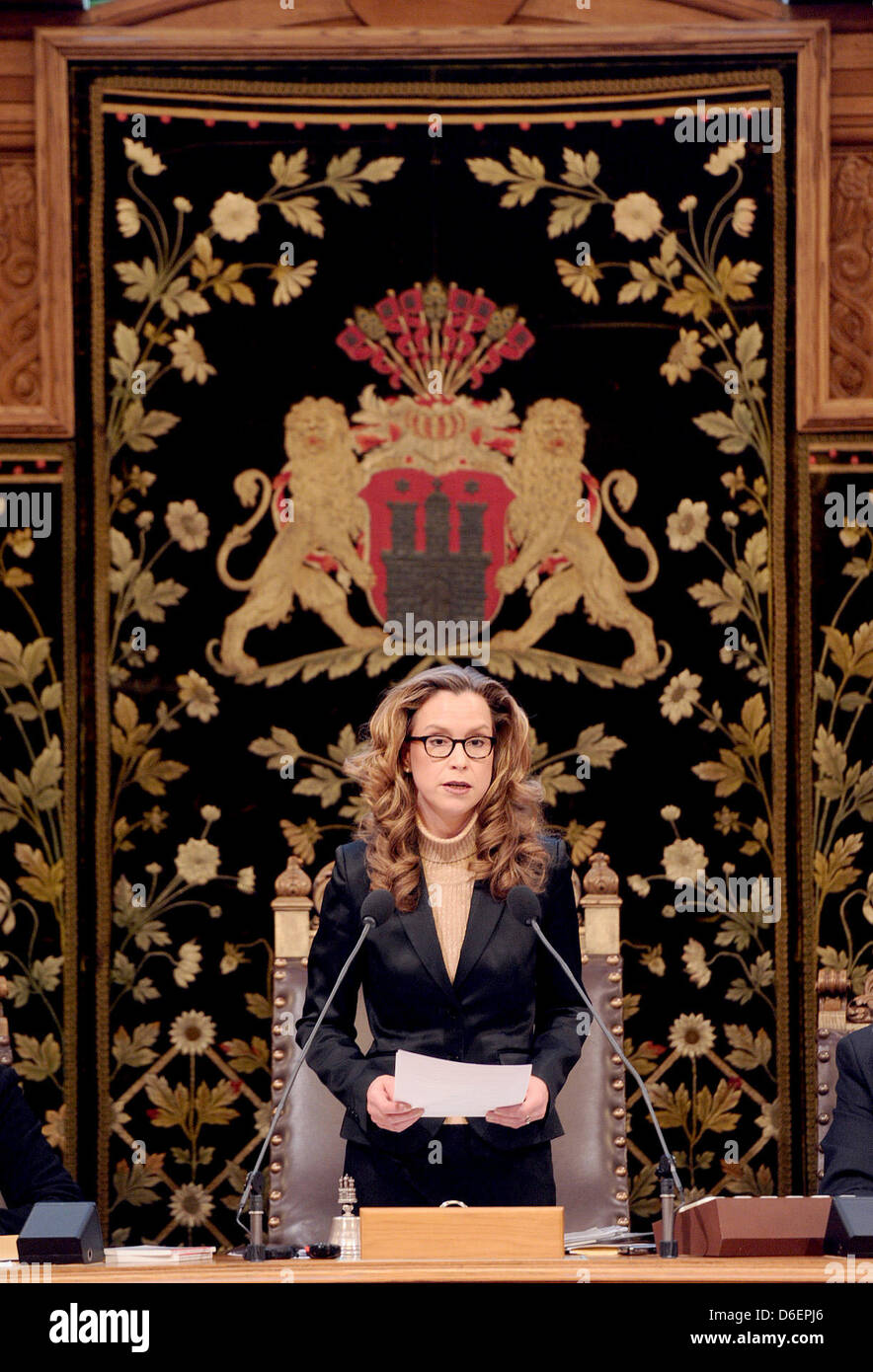 Legislative assembly president Carola Veit talks before the beginning ...