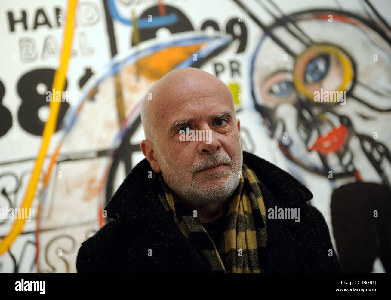 Artist Francesco Clemente (USA, Italy) poses for the camera in front of ...