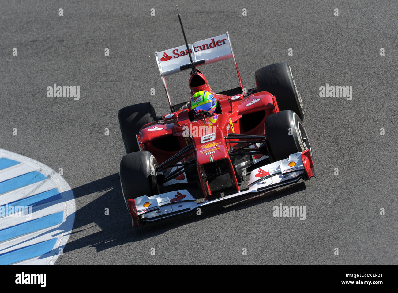 Brazilian Formula One driver Felipe Massa of Ferrari steers his new ...