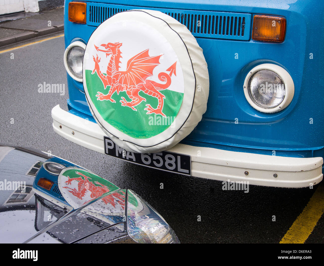 A Welsh dragon wheel cover on a VW camper van Stock Photo - Alamy