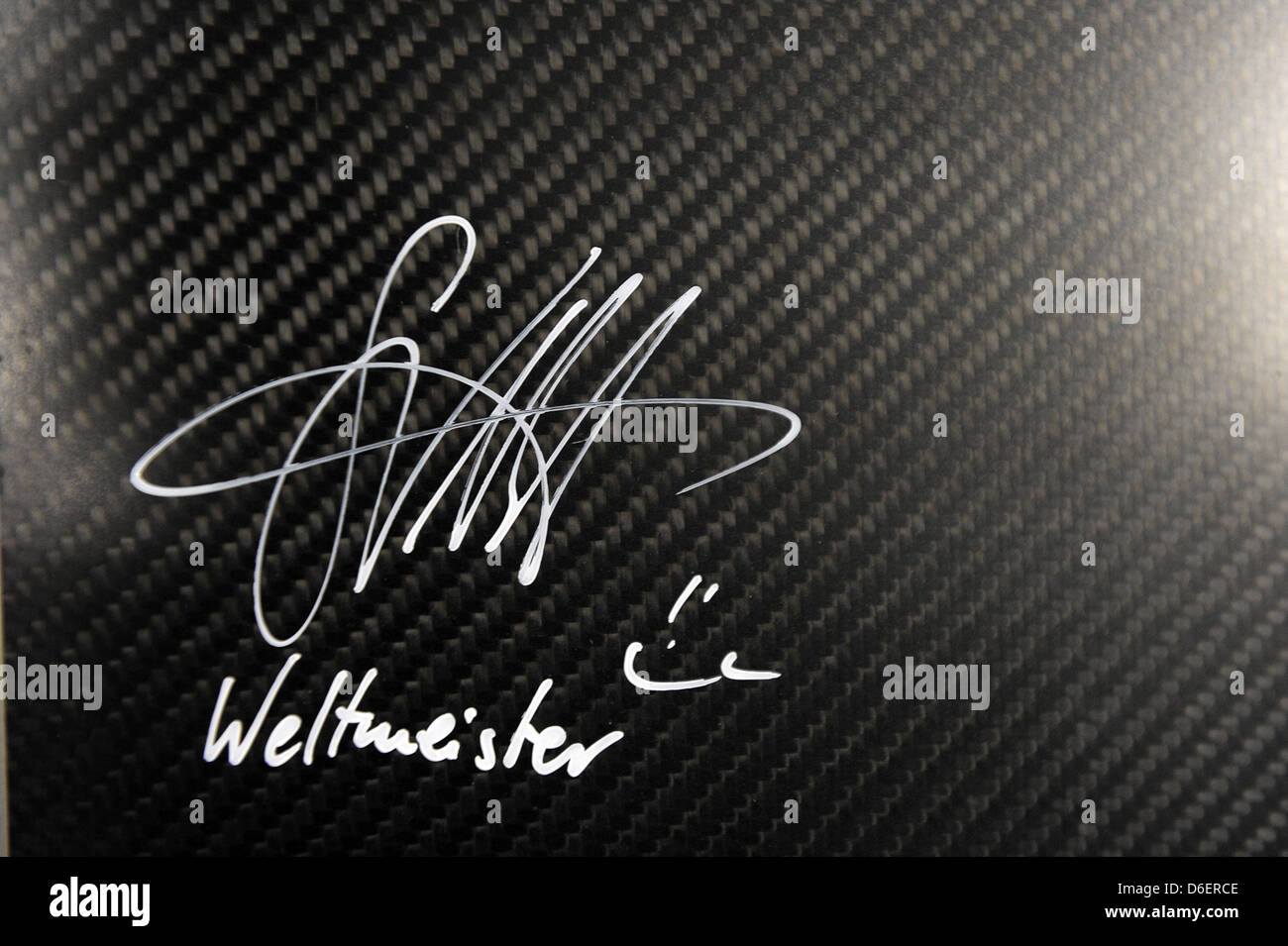 An autograph, a smiley and the word "Weltmeister" (World Champion ...