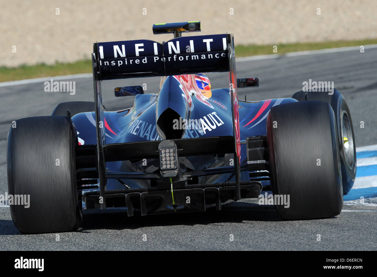 Australian Formula One driver Mark Webber of Red Bull steers his new ...