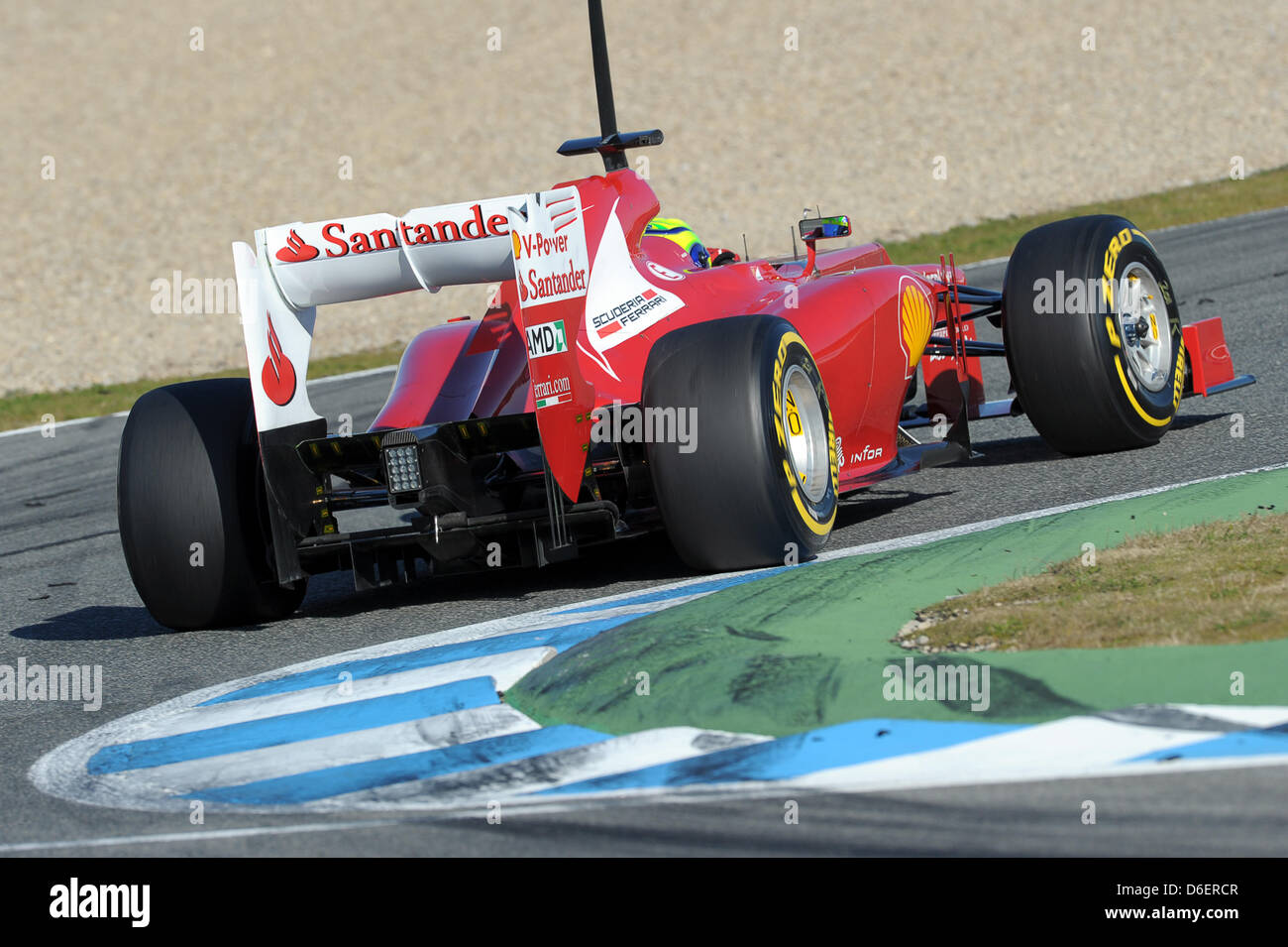 Brazilian Formula One driver Felipe Massa of Ferrari steers his new ...