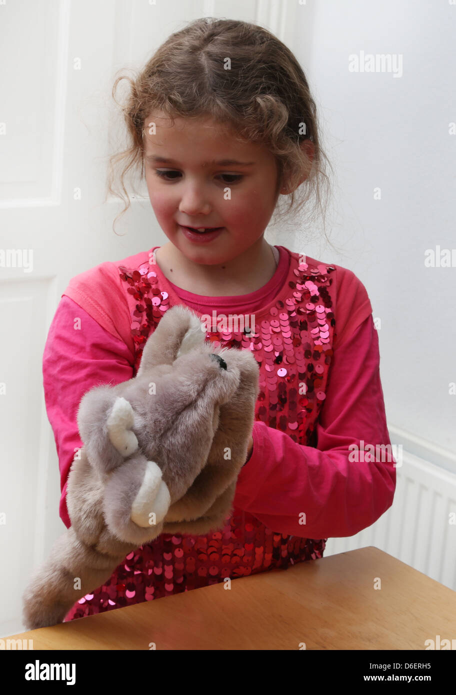 Girl Playing With Kangaroo Hand Puppet England Stock Photo - Alamy