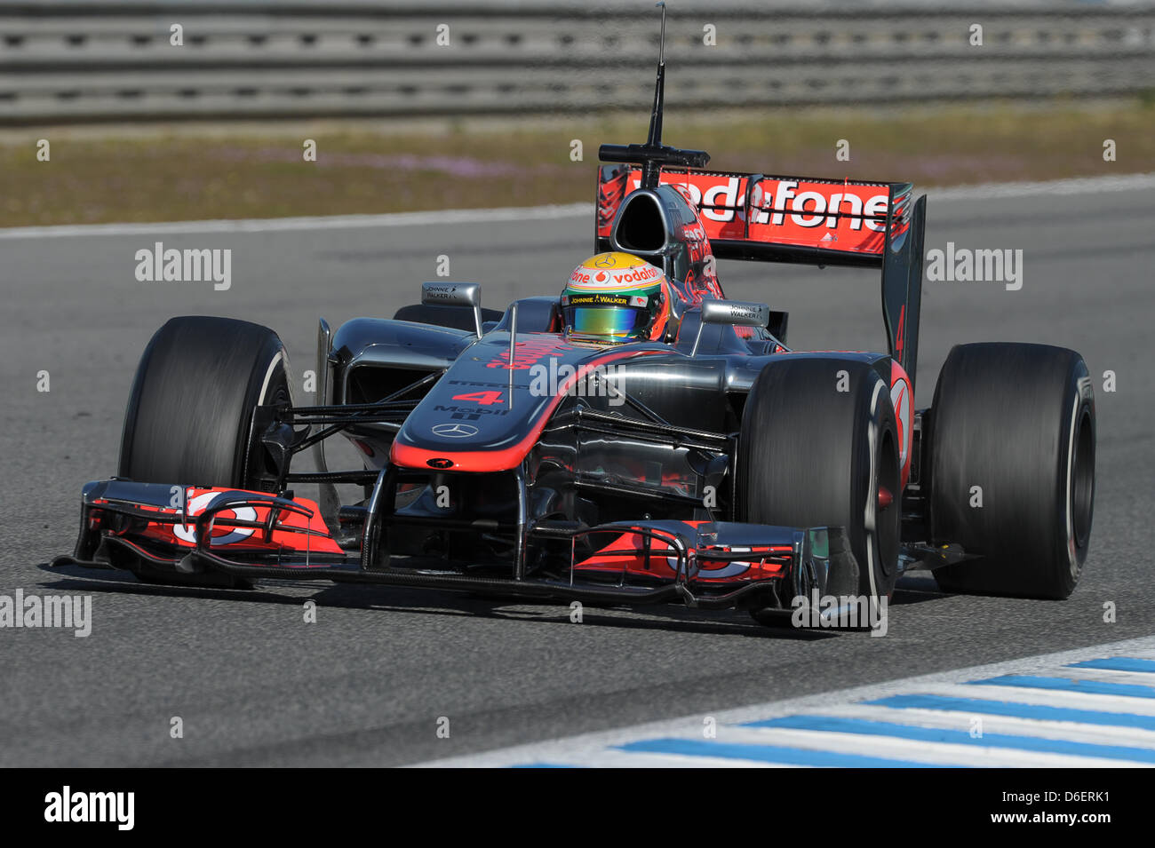 British Formula One driver Lewis Hamilton of McLaren Mercedes steers ...