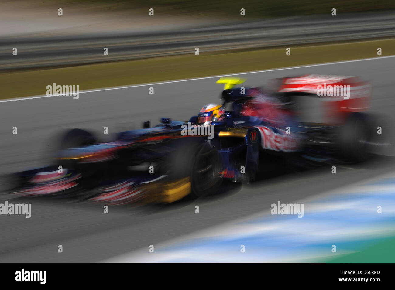 French Formula One driver Jean-Eric Vergne of Toro Rosso steers his new ...