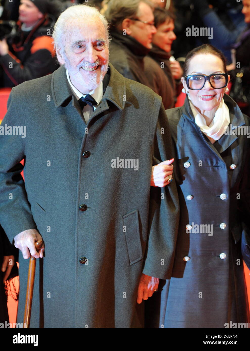 British actor Sir Christopher Lee and his wife Birgit arrives for the ...