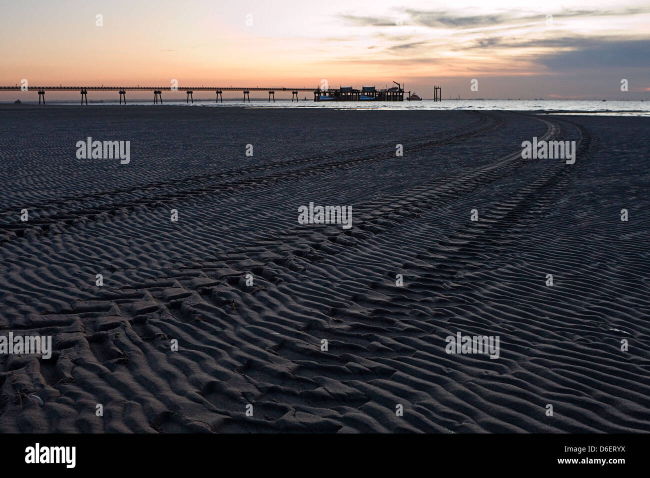 Photograph showing the lifeboat jetty at Spurn Point, Humberside Stock ...
