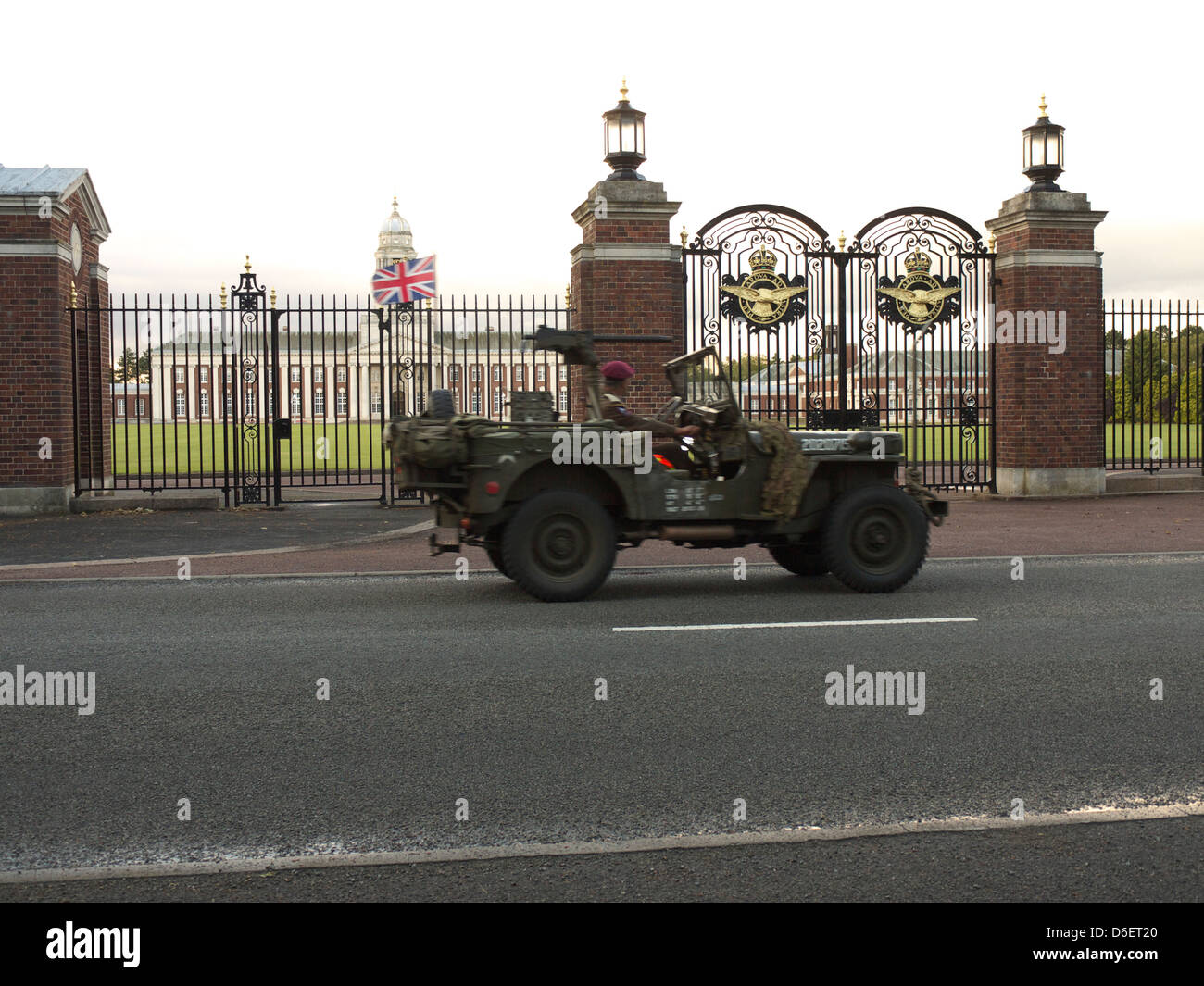 WWII military vehicle outside Cranwell RAF college during a road run at ...