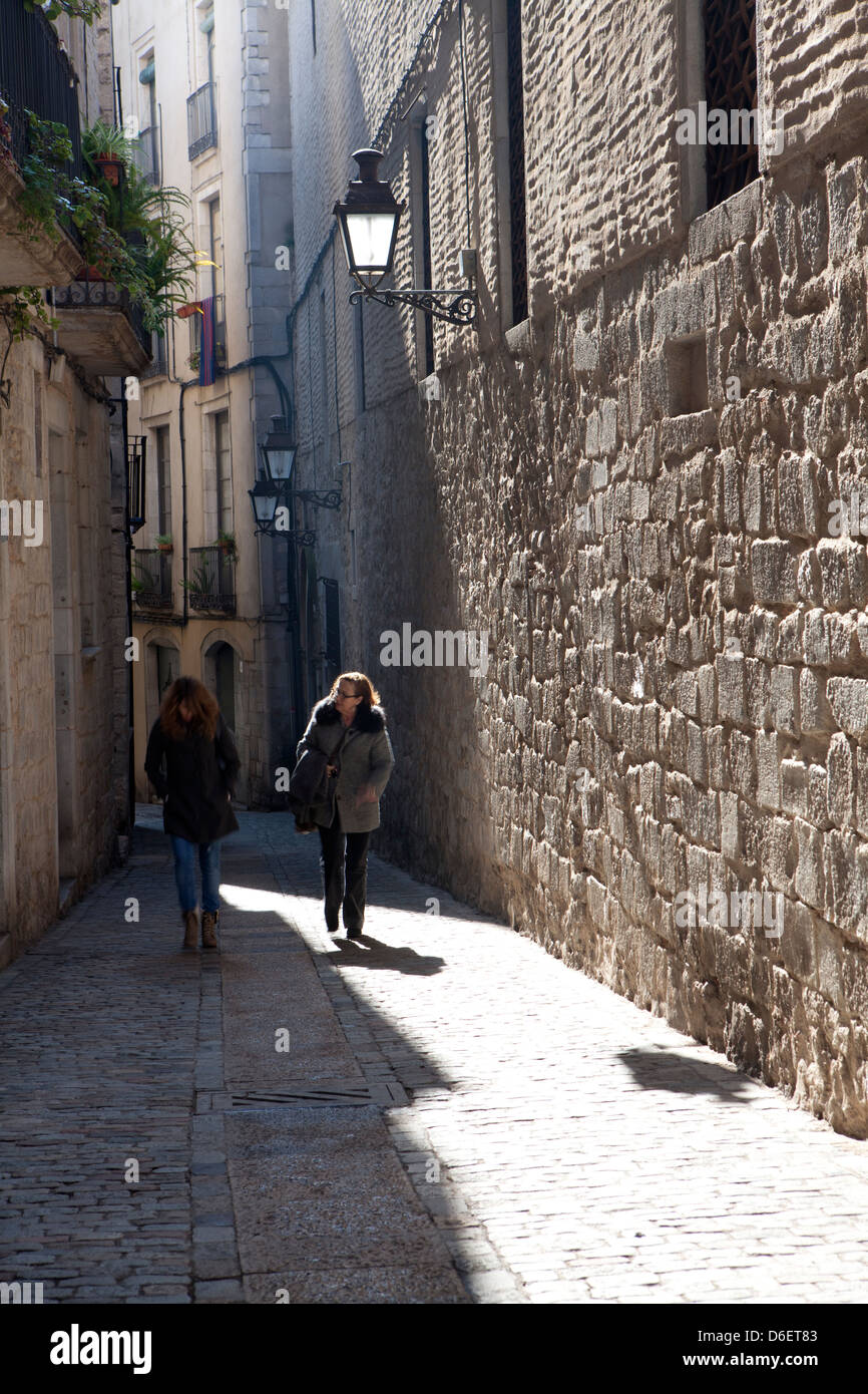 Streets in downtown in Girona, Spain Stock Photo - Alamy