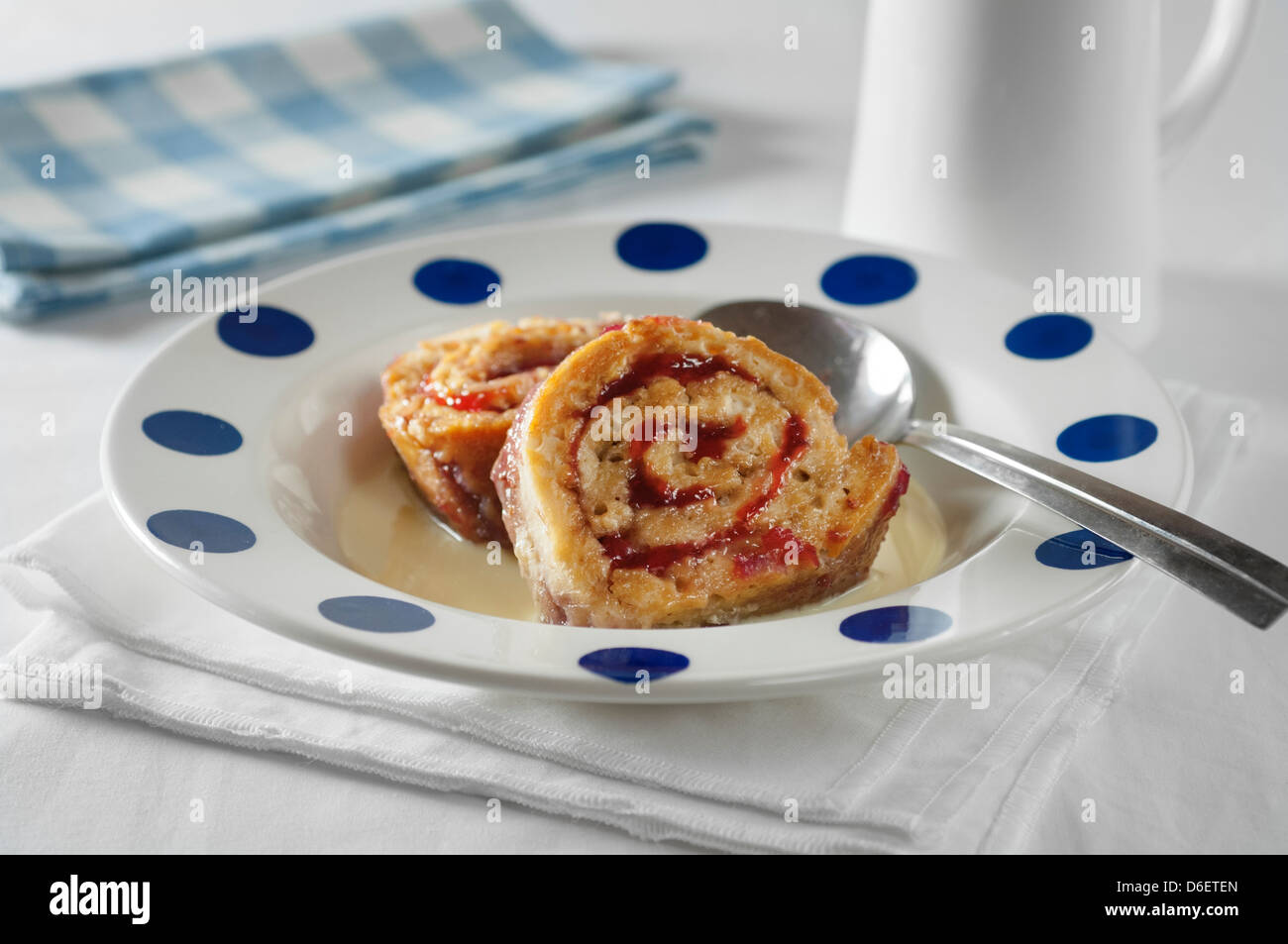 Jam roly poly Traditional British pudding Stock Photo - Alamy