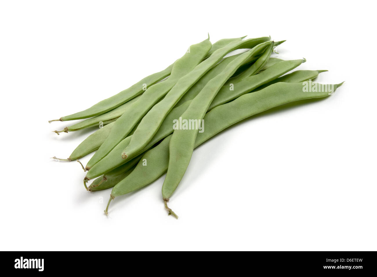 Flat green beans on white background Stock Photo - Alamy