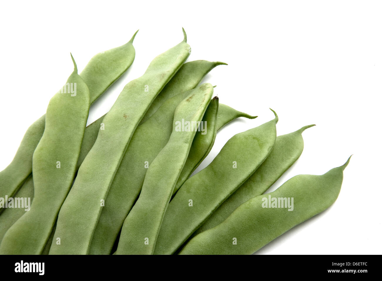 Flat green beans on white background Stock Photo - Alamy
