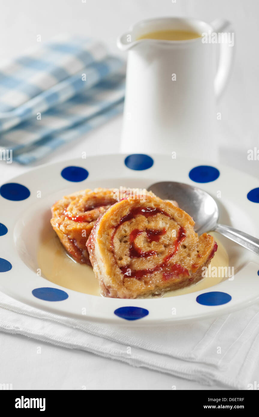 Jam roly poly Traditional British pudding Stock Photo - Alamy