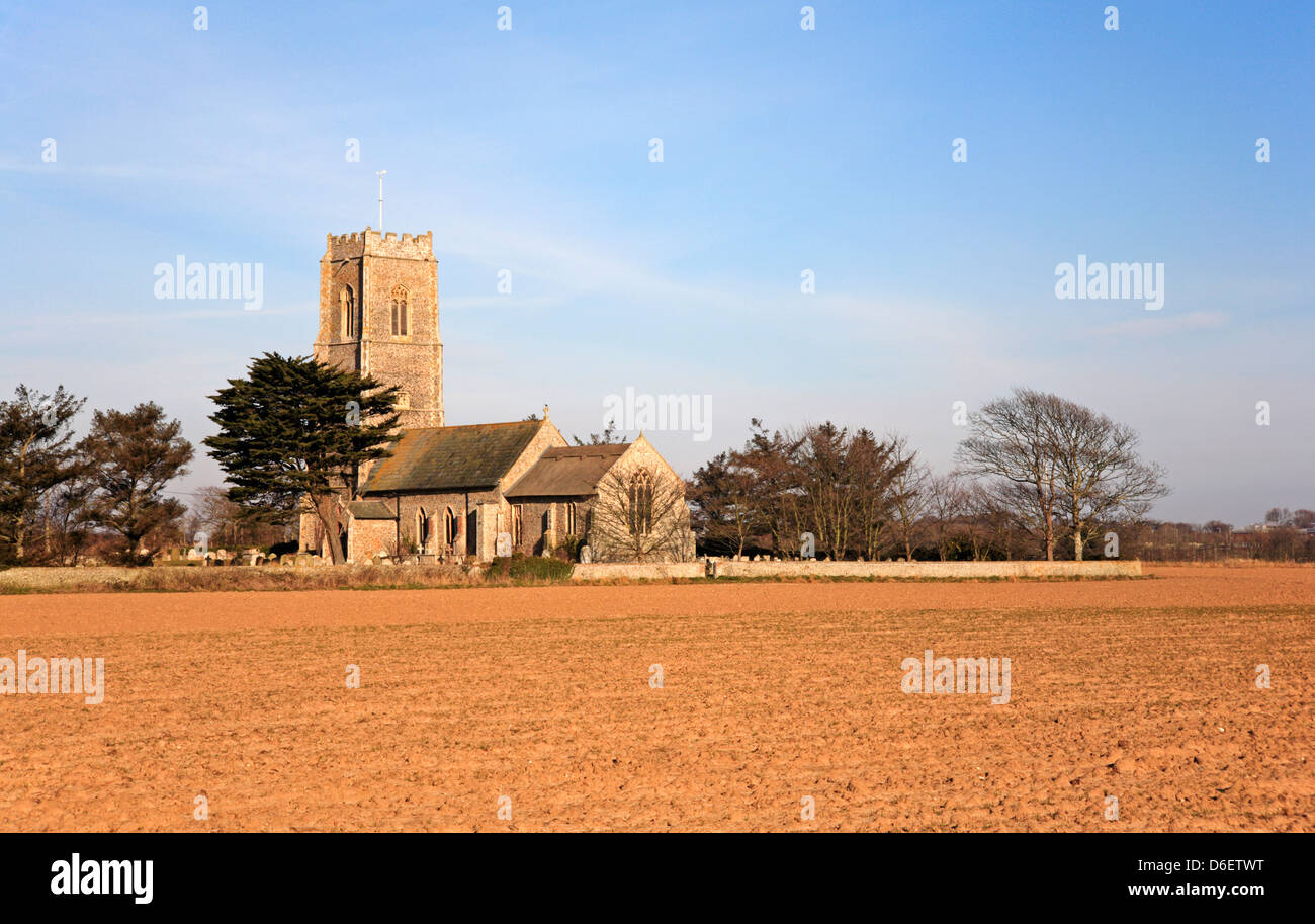 A view of the parish church of St Andrew at Bacton-on-Sea, Norfolk ...