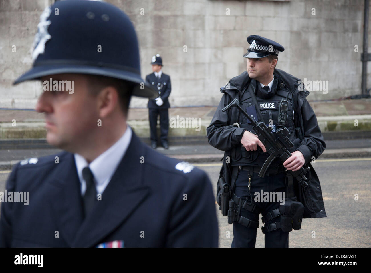 Funeral of former Prime Minister Margaret Thatcher. Metropolitan armed ...