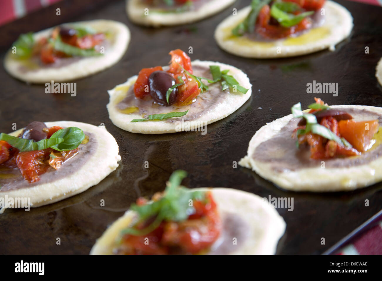 Pre-baked mini pizzas Stock Photo - Alamy