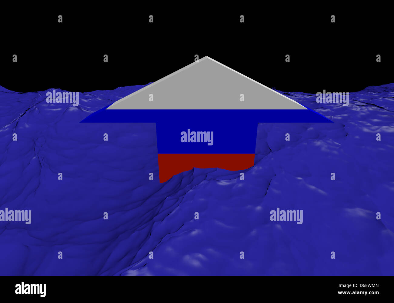 Russian flag arrow in abstract ocean illustration Stock Photo - Alamy