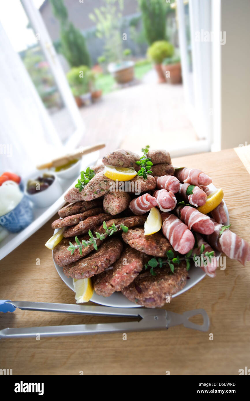 Assorted Meats Ready for the Barbecue Stock Photo - Alamy