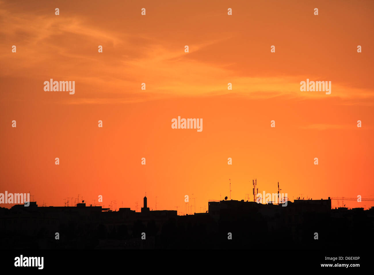 An orange sunset in Tangier Stock Photo - Alamy