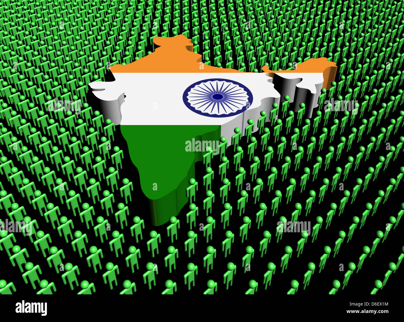 India map flag surrounded by many abstract people illustration Stock ...