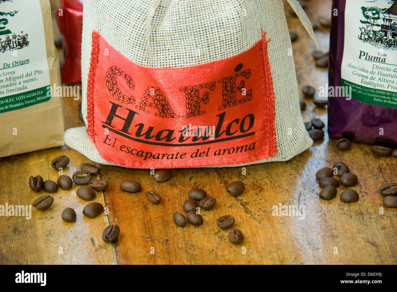 Bag of local coffee beans from Huatulco, Mexico Stock Photo - Alamy