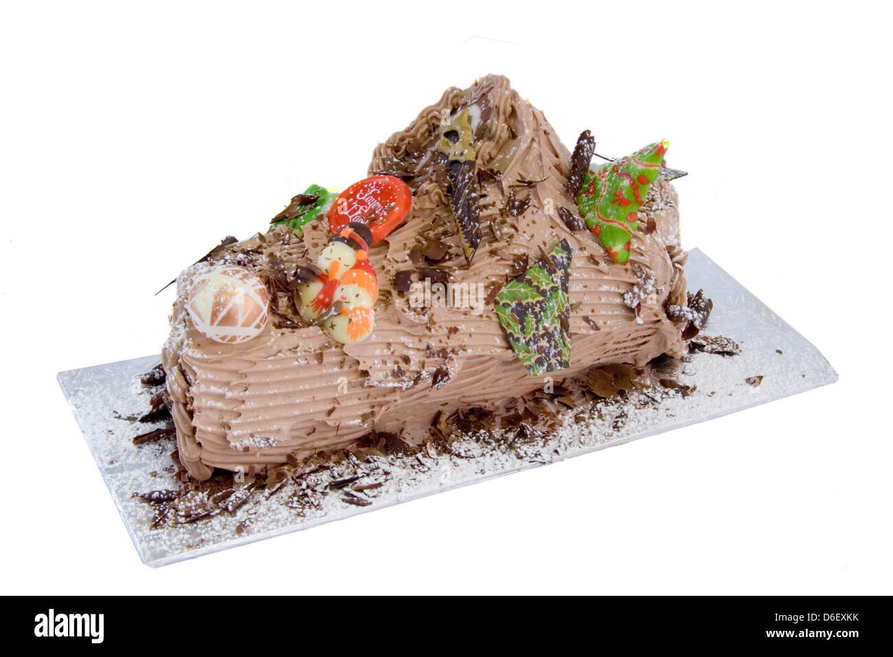 Christmas Yule Log Stock Photo - Alamy