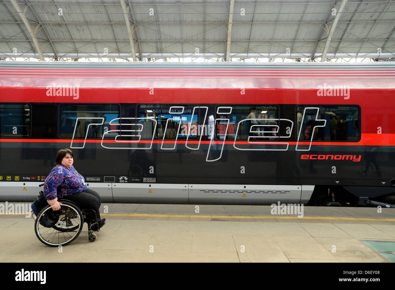 High-speed train of the Austrian Federal Railways (OBB) the OBB railjet ...