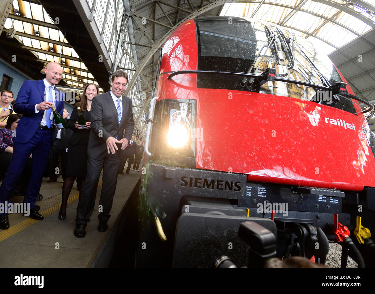 High-speed train of the Austrian Federal Railways (OBB) the OBB railjet ...