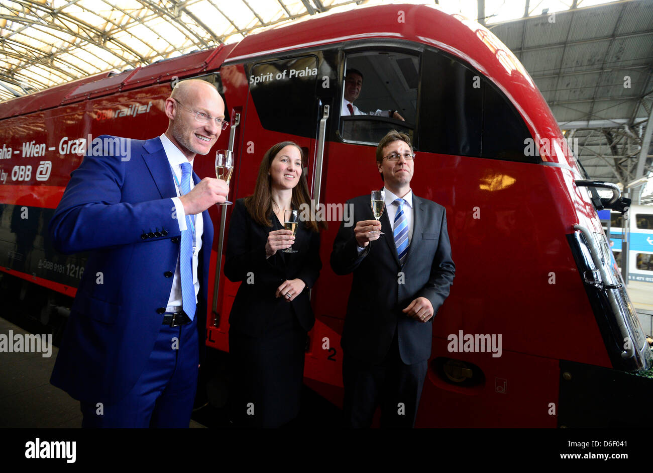 High-speed train of the Austrian Federal Railways (OBB) the OBB railjet ...