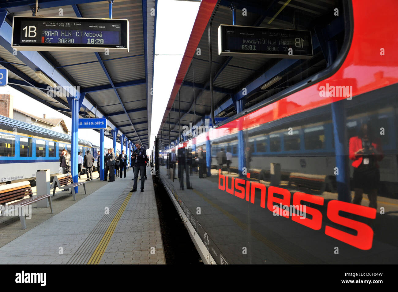 High-speed train of the Austrian Federal Railways (OBB) the OBB railjet ...