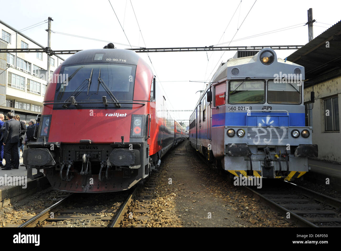 High-speed train of the Austrian Federal Railways (OBB) the OBB railjet ...