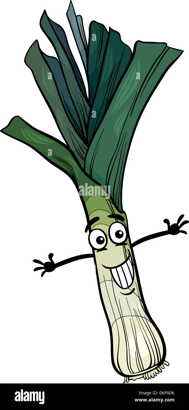 Cartoon Illustration of Funny Comic Leek Vegetable Food Character Stock ...