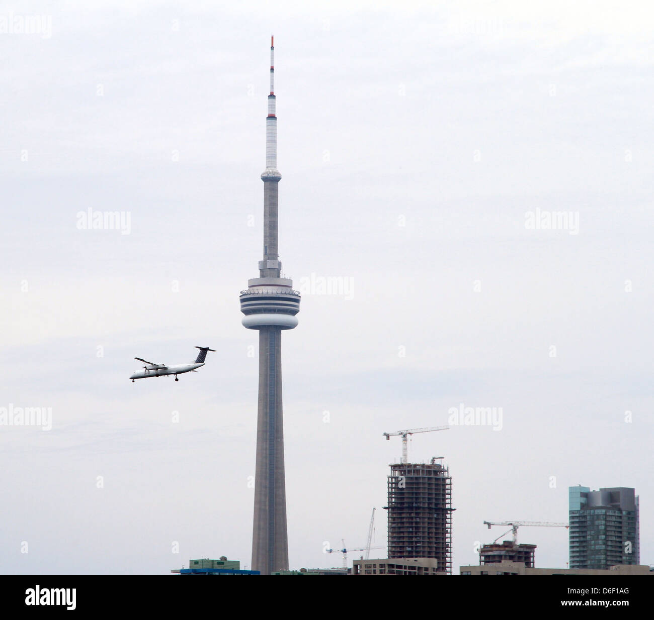 Plane and CN Tower Stock Photo - Alamy