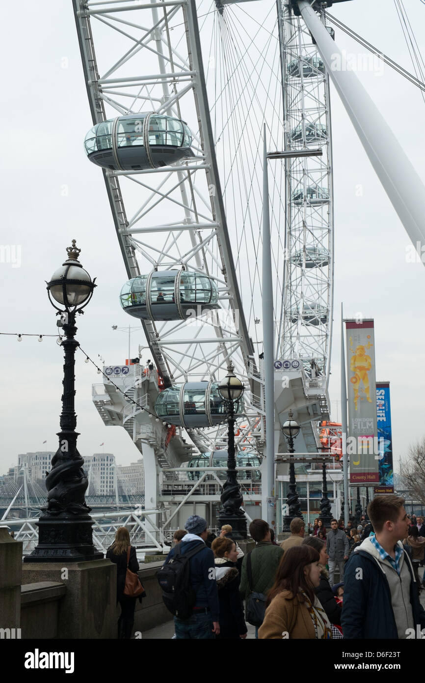 Views of London's iconic Eye based on the Southbank adjacent to the ...