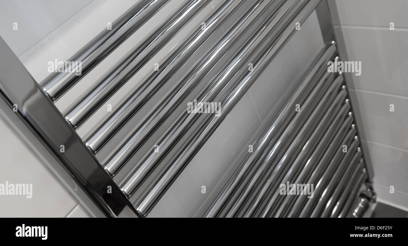 Close up of a wall mounted radiator in a contemporary bathroom Stock ...